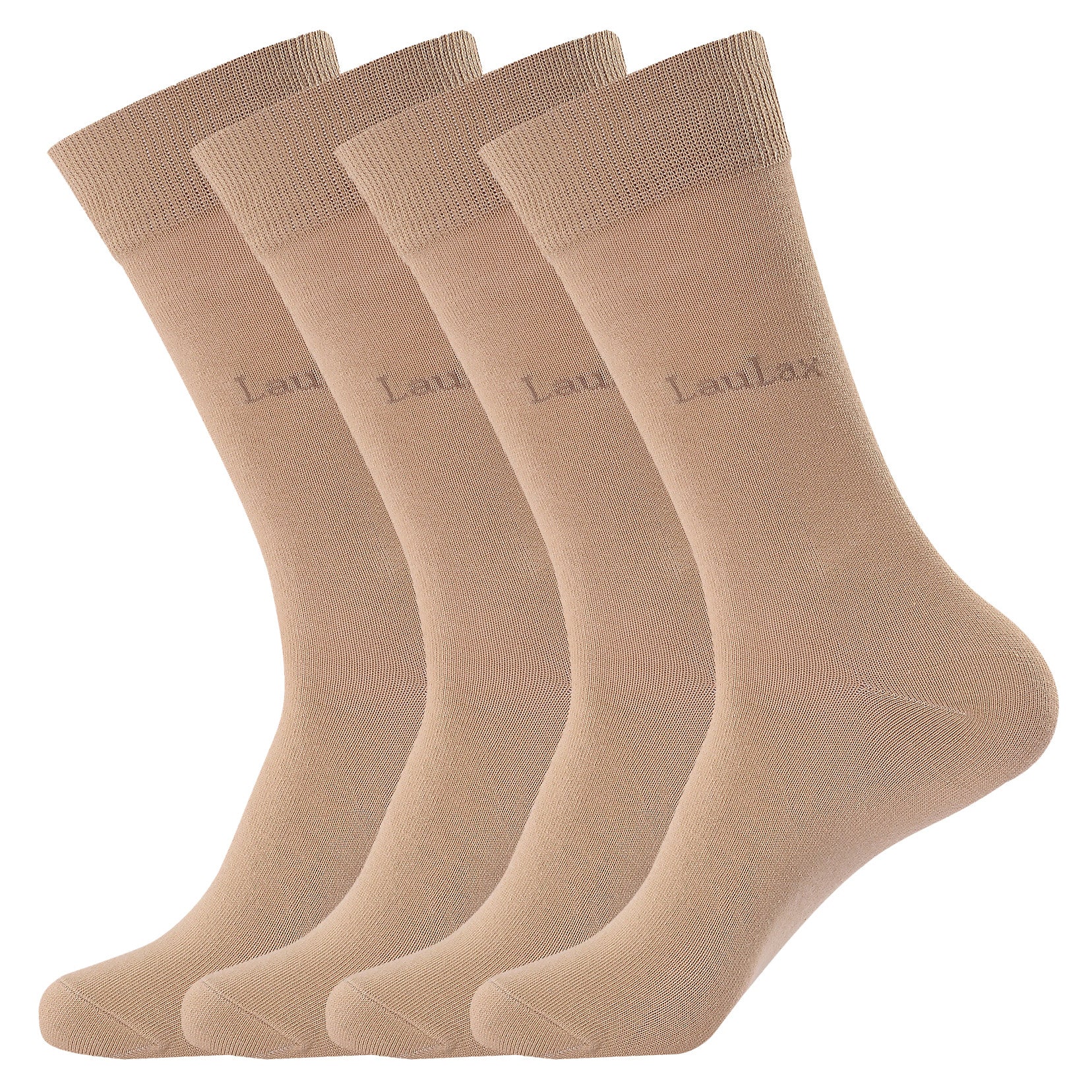 4 Pairs Finest Combed Cotton Smooth Seamless Toe Business Socks, Beige ...
